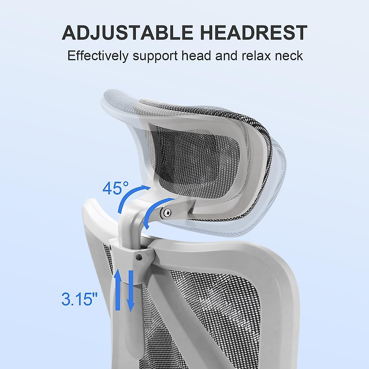 SIHOO M57 Ergonomic Office Chair with 3 Way Armrests Lumbar Support and Adjustable Headrest High Back Tilt Function Light Grey