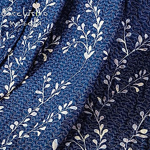 Exclusivo Mezcla Microfiber Quilted Throw Blanket, Flower Pattern Throw Blanket for Bed/Couch/Sofa, Soft and Lightweight (50"x 60",Navy)