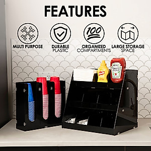 Condiment Organizer - Coffee Condiment Organizer, Caddy for K-Pods, Snack, Tea Bags, Disposable Cups, Coffee Bar Bin Box, Coffee Pods Holder, Farmhouse Decor