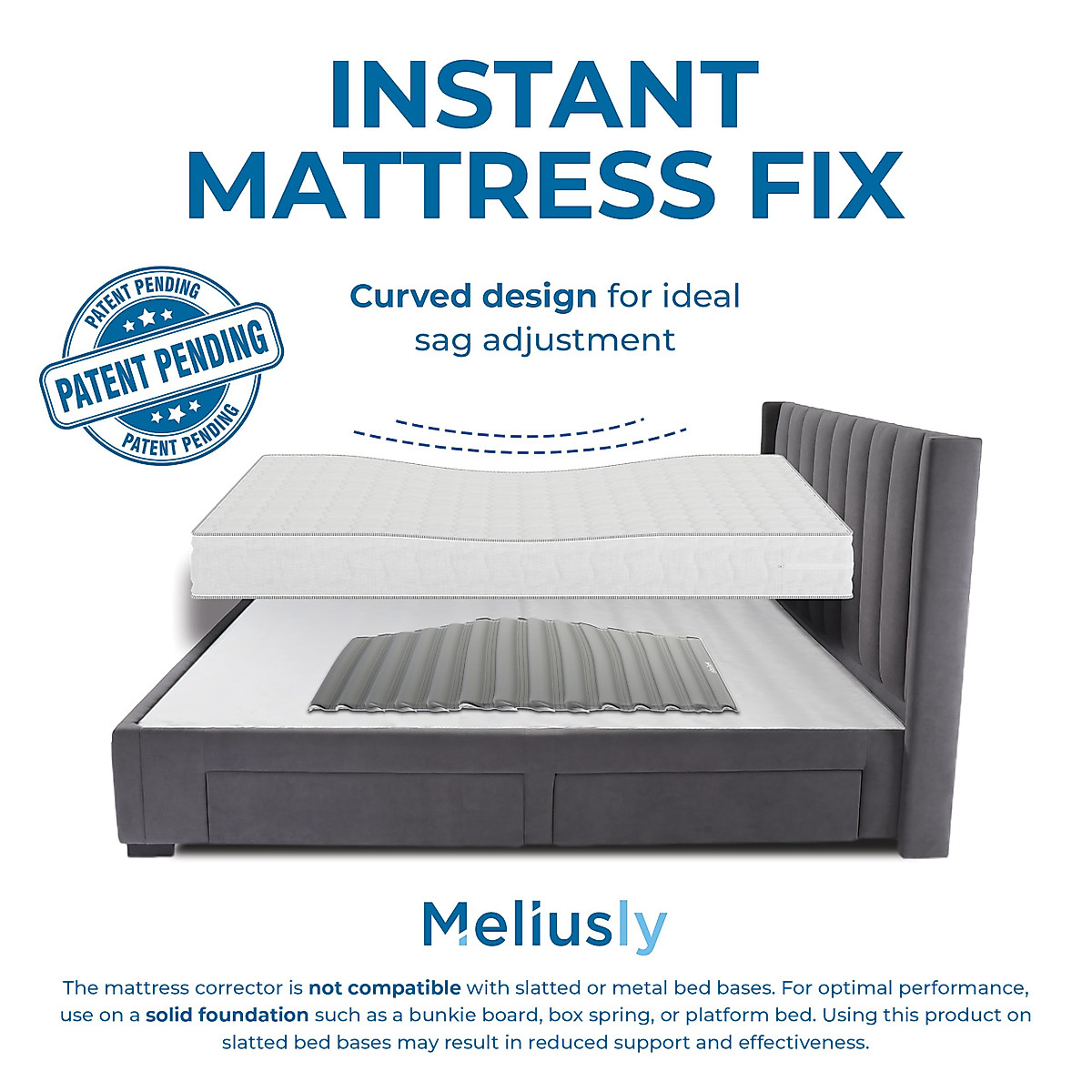 Meliusly® Sagging Mattress Support Pad (47x25'' - Medium) Patent Pending Mattress Firming Pad to Make Mattress Firmer - Saggy Bed Mattress Sag Support Board - Sinking Mattress Fix Firm Insert