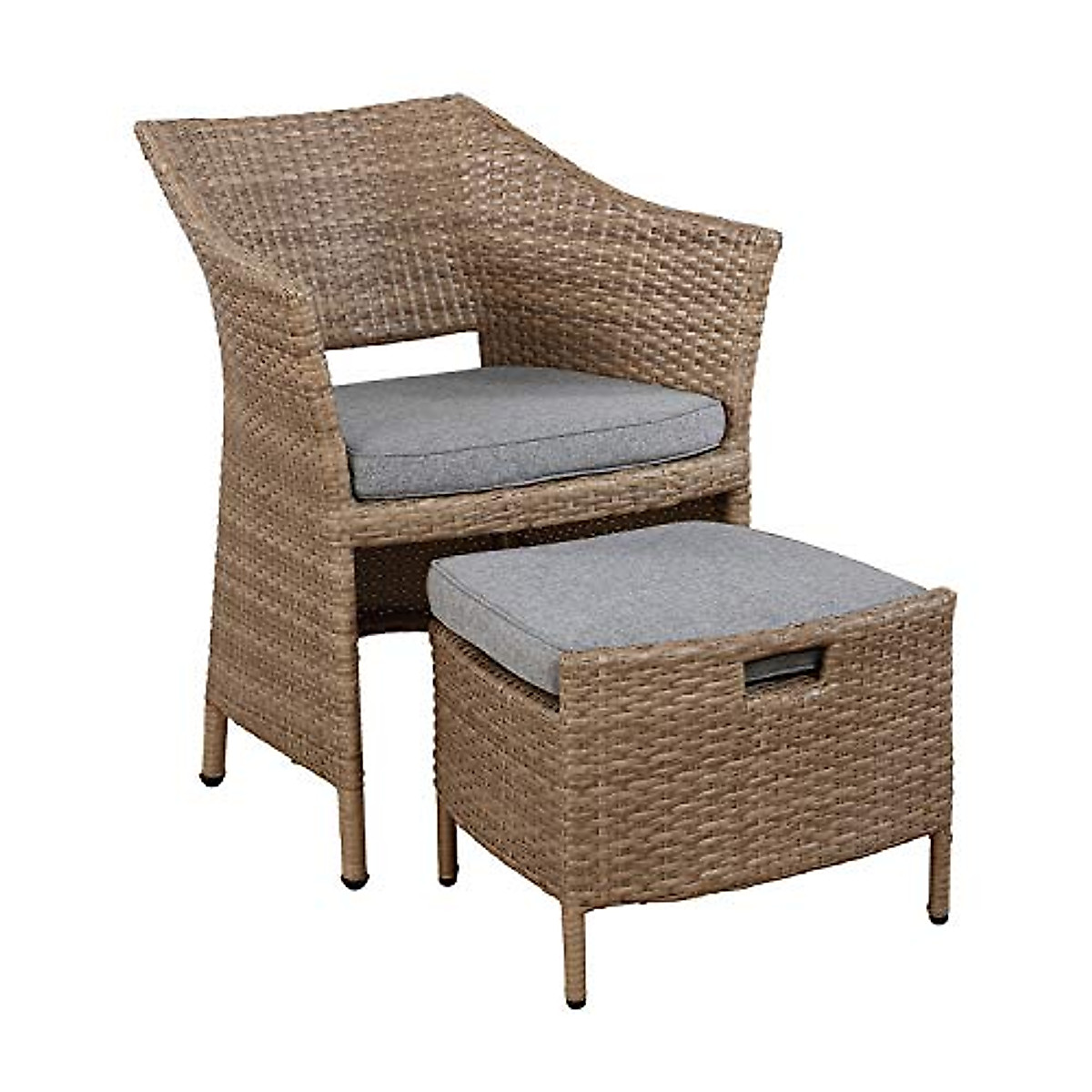 Kokoli All-Weather Conversation Set with Set of 2 Chairs with Ottomans and 17" H Accent Table