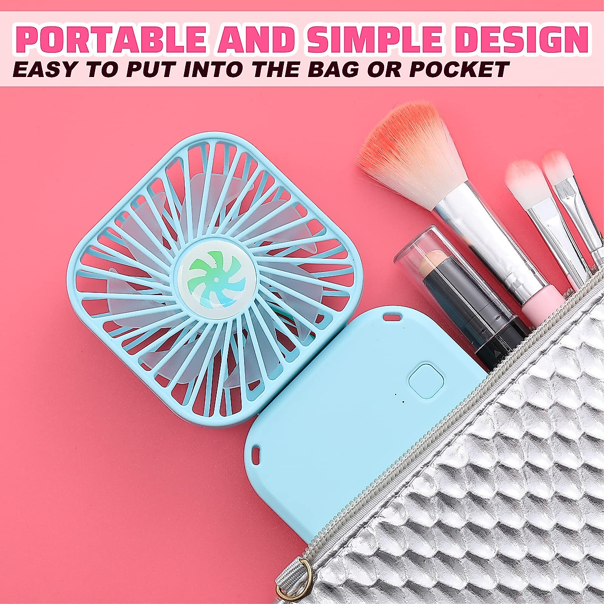 16 Pcs Necklace Fans Bulk, Mini Portable Fan, USB Rechargeable Battery 3 Speed Air Circulatory Fan, Small Personal Hands Free Fan, Cooling Folding Electric Desk Fan for Sports Home Travel Office