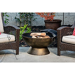 Bond Manufacturing 52117 Aramis 30" Round Wood Burning Steel Fire Pit, Brushed Bronze