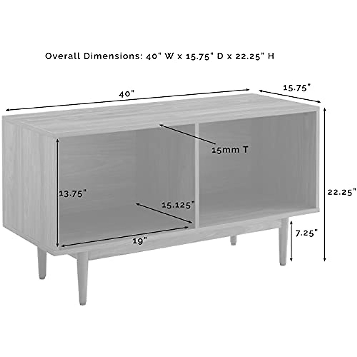 Crosley Furniture Liam Medium Vinyl Record Storage TV Stand and Entertainment Center, Media Console, Black