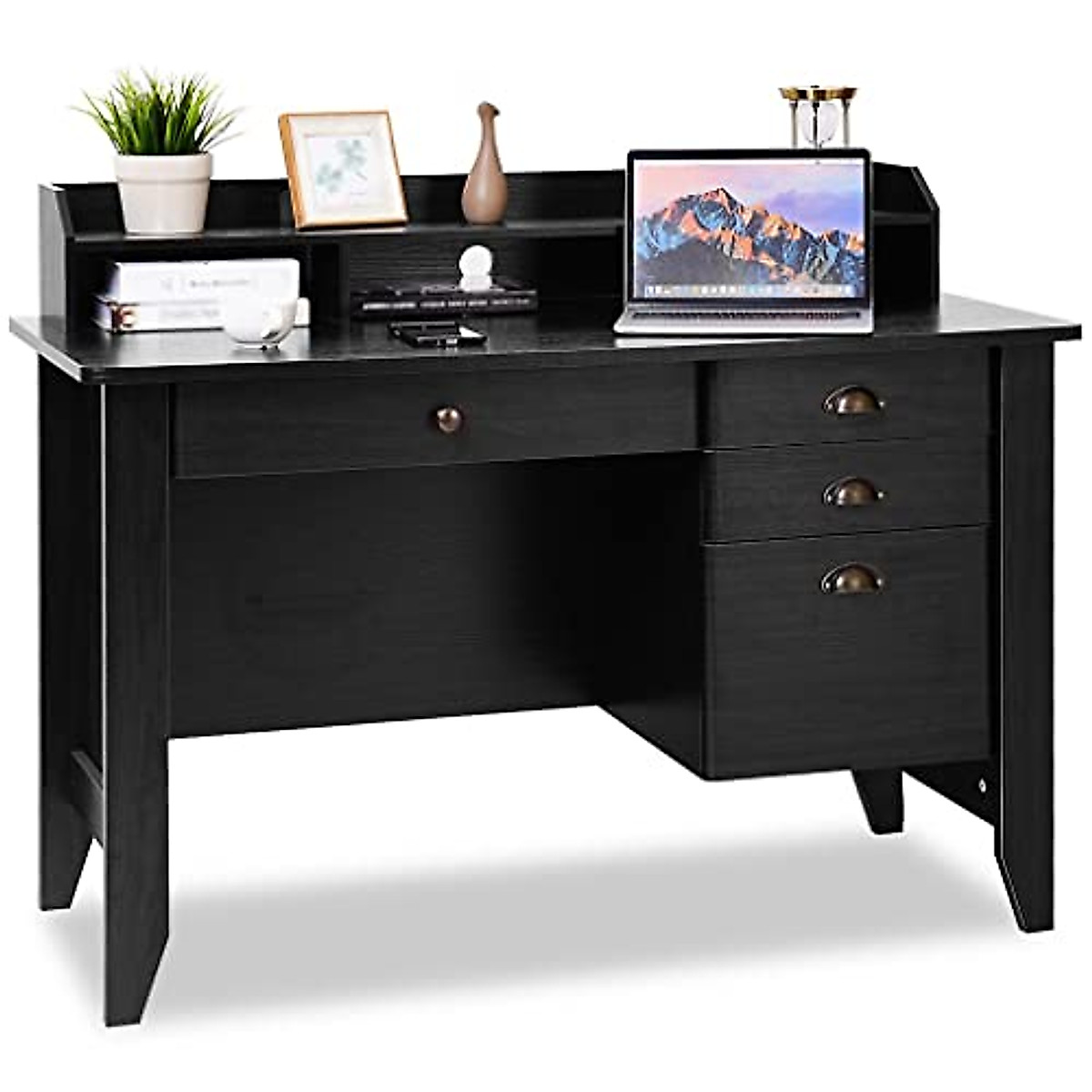 MJWDP Computer Desk PC Laptop Desk Workstation with Drawer Student Study Furniture Black