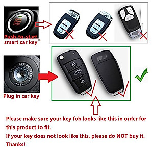 M.JVisun Soft Silicone Rubber Carbon Fiber Texture Case for Audi Flip Car Remote Key Fob Cover for Audi A1 A3 A4 A6 A8 Quattro Q2 Q3 Q7 R8 RS3 RS6 S3 S6 TT TTS Remote Key - Black - Weave Keychain