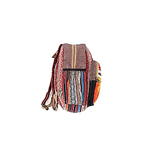 Unique Tie-dye Mini Hemp Backpack Small Back Pack Boho Backpack 100% Himalaya Hemp| 100% VEGAN | Handmade with Love. (Brown)
