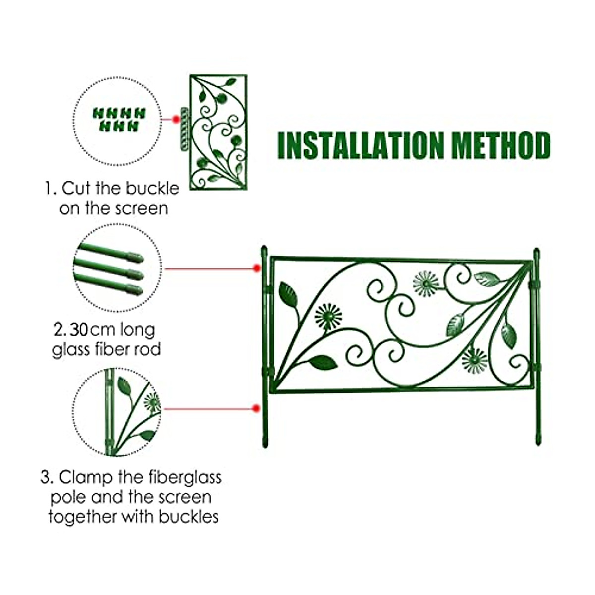 Garden Fence Panels, Rustproof Decorative Panel Barrier, Small No Dig Garden Fencing, Garden Border for Yard Landscape Outdoor Decor