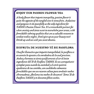 Tadin Passion Flower Herbal Tea. Caffeine Free. 0.84 oz. 24 Tea Bags. Pack of 3