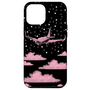iPhone 12 Pro Max Pink Plane On A Night Sky Profession Aviation Pilot Gift Case