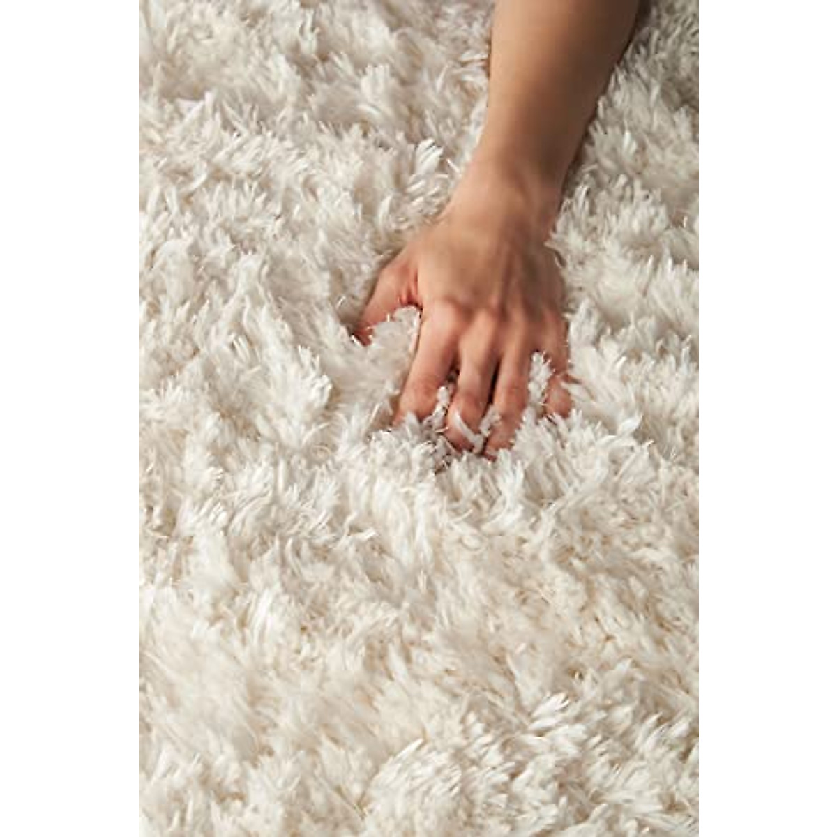 Nourison Ultra Plush Shag Solid Ivory 8'2" x 10' Area -Rug, Easy -Cleaning, Non Shedding, Bed Room, Living Room, Dining Room, Kitchen (8x10)