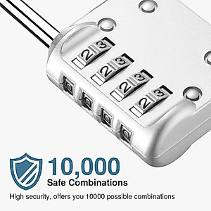 Puroma 2 Pack 2.6 Inch Long Shackle Combination Lock 4 Digit Outdoor Waterproof Padlock for School Gym Locker, Sports Locker, Fence, Gate, Toolbox, Case, Hasp Storage (Silver & Black)