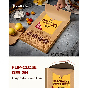 Katbite 400PCS Unbleached Parchment Paper Sheets, 12 x 16 IN Pre-Cut Baking Parchment, Heavy Duty Non-Stick Baking Paper for Half Sheet Cookie Bread Cake Pans, Grilling Meat Pizza,Oven,Air Fryer