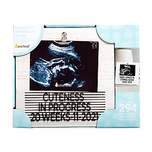 Pearhead Classic Wooden Letterboard, Baby Keepsake Clip Photo Frame, Wooden