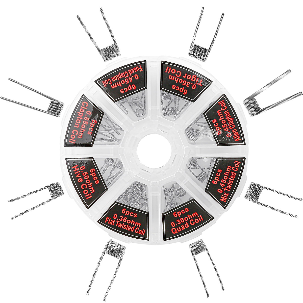 48Pcs/Set 8 in 1 Single Coils Platte Iron-chromium-aluminum Heating Wire Resistance Premade Prebuilt Coil, Hot Wire Replacement for Swag, Master, Nautilus