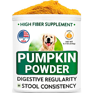 Pumpkin for Dogs - Powdered Fiber Supplement and Stool Softener - Treat Diarrhea, Constipation, Upset Stomach, Food Sensitivity - Improve Digestion - Made in USA - 8oz Pumpkin Fruit and Seed