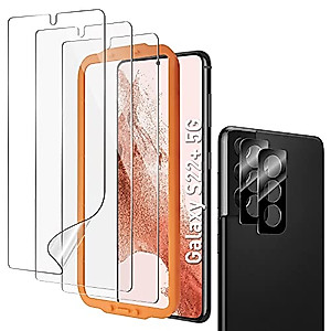 AACL Galaxy S22 Plus Screen Protector with Camera Lens Protector for Samsung Galaxy S22 Plus 5G,6.5Inch hybrid flim[7H][Fingerprint Unlock][Anti-Scratch][3 Pack + 2 Pack]