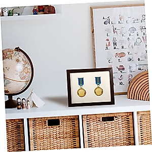 CLISPEED Box Medal Display Frame Ornament Photo Frame Marathon Medal Display Case Pin Display Case Wood Coat Hangers Desk Top Decor Metal Decor Gift Picture Frame Wood Medal Display Case