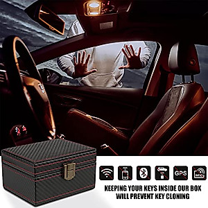 Faraday Box, [Carbon Fiber Texture] Diyife RFID Box for Car Keys, Key Fob Protector, Signal Blocker for Keyless Fob, Large Car Key Signal Blocker Cage, Signal Blocking Box for Car Keys Phones (Medium)