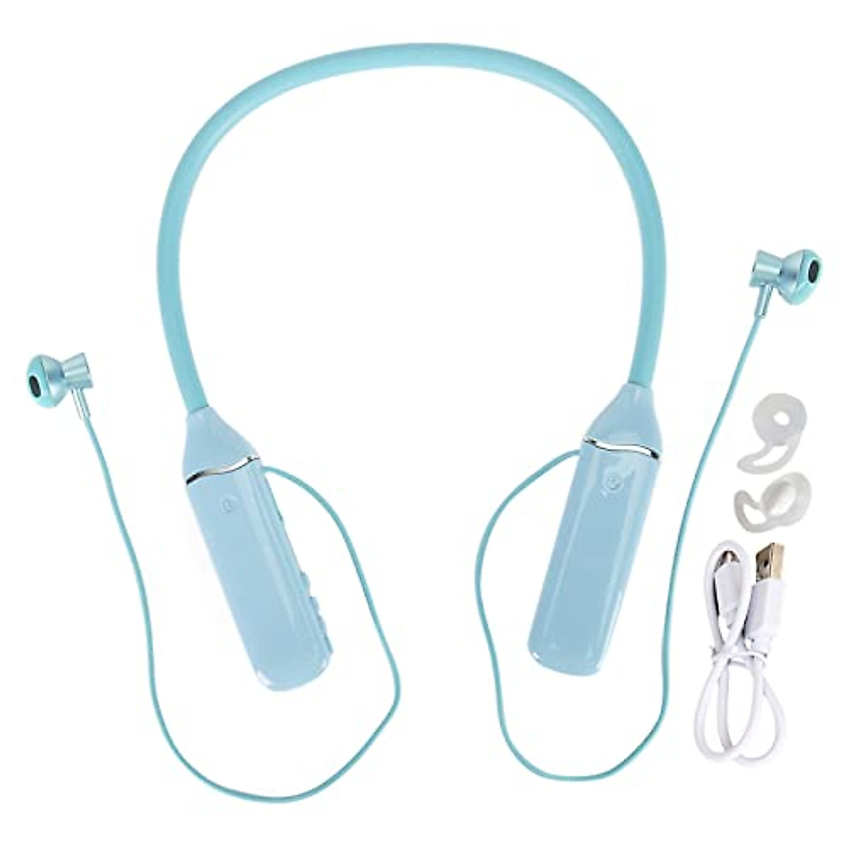 Yunseity Bluetooth 5.3 Neckband Headphones, LED Power Display Wireless Earbuds, Long Playtime in Ear Earphone Stereo Bass Headset with RGB Backligh for Sports Music Conference (Blue)