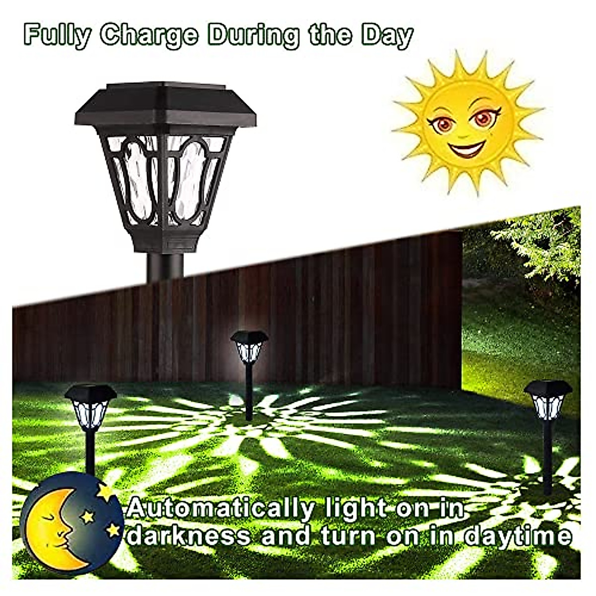 LAMTREE 12 Pack Solar Lights Outdoor Waterproof, 3 Lumens Cool White Led with Cute Pattern, for Pathway,Path, Patio, Yard, Driveway, Walkway, Lawn and Garden