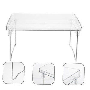 CAXUSD Foldable Storage Rack Shelf for Desk Desktop Shelf Kitchen Counter Rack Foldable Shelves Kitchen Storage Rack Cabinet Storage -Saving Shelf Makeup Rack Storage Stand White Plastic