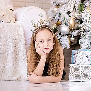 Minkissy Glitter Star Headband Star Headpiece Halloween Headband Funny Hairband Christmas Party Headwear Holiday Festival Hair Accessories for Girls Kids Women
