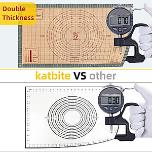 katbite Silicone Pastry Mat Non Stick, Silicone Baking Mat 26" x 16" with Measurement, Non-Slip Dough Rolling Mat for Counter, Oven Liner, Pie Crust, Reusable Fondant Mat Extra Thick