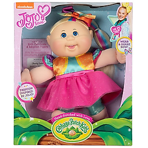 Cabbage Patch Kids - JoJo Siwa Doll - 14” Plush Toy - Includes Sparkly Dress, Jeweled Bodice - Pink and Blue Highlights with Giant Hair Bow – with Birth Certificate, Date, Time - Amazon Exclusive