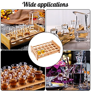 NBEADS 24 Shot Glass Tray Holder, Hole: 1.22" Bar Bamboo Shot Glass Holder Wine Glass Cup Serving Tray Cups Organizer Shot Glass Display Bar Accessories for Party, Bar, Club