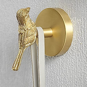 HwrtYeg Bird Shape Hooks 1 Pcs Brass Hooks Wall Brushed Gold Towel Robe HooksNo Drill for Bathroom Kitchen Hanging Key Hat Coat Hooks SUS304 Stainless Steel Brushed Brass Hooks