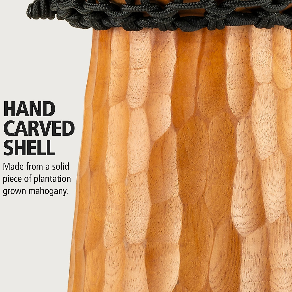 Meinl Percussion Djembe Hand Drum Circle Instrument, Carved Mahogany Headliner Series — NOT Made in China — African Mali Weave Ropes, 2-Year Warranty, Nile, Medium (HDJ4-M)