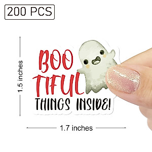 Wailozco 200 PCS Beautiful Things Inside Stickers,Funny Small Business Envelopes Stickers for Business Packages/Handmade Goods/Bags,Halloween Theme Small Shop Business Stickers for Envelopes Seals
