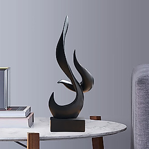 Resin Art Statue Minimalist Figurines Abstract Sculpture Desk Table Sculpture Ornaments for Home Bedroom Living Room Garden Office - Black
