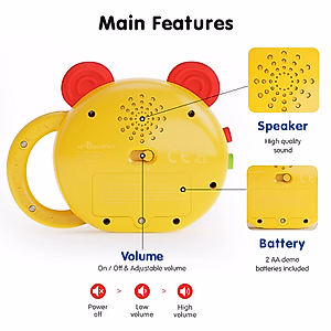 Teddy tunez Baby Toys Musical Toy Interactive Development Educational Kids Music Station Rattle Teething Safety Easy Hold Grab Sing Sensory (5 Lullaby Theme Songs Ver.)