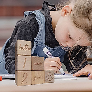 Baby Milestone Blocks - Monthly Baby Milestone Wood Blocks for Keepsake Photography - Set of 6 Baby Age Blocks for Pictures Ages Newborn to Weeks, Months, Years with Welcome Baby Age Sign & Bag