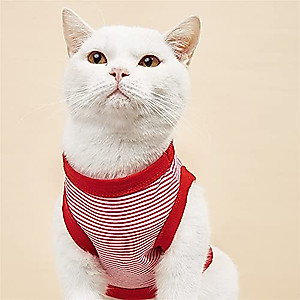 HonpraD Girl Dog Clothes Large Breed British Cotton Vest Dog Style Breathable Cat T-Shirt Striped Sleeveless Pet Clothes
