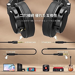 bopmen Over Ear Headphones - Wired Studio Headphones with Shareport, Foldable Headsets with Stereo Bass Sound for Monitoring Recording Keyboard Guitar Amp DJ Cellphone, Black