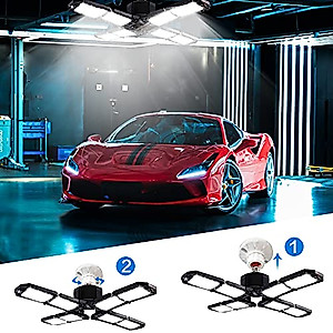 DAOKEY Led Garage Light, Garage Lights Ceiling Led Shop Light ,E26/E27 LED Garage Light with 8 Adjustable Panels, 150W Deformable Garage Lights, Garage Lights Ceiling LED for Garage, Barn, Shop.