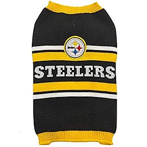 NFL Pittsburgh Steelers Dog Sweater, Size Small. Warm and Cozy Knit Pet Sweater with NFL Team Logo, Best Puppy Sweater for Large and Small Dogs