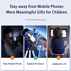 Jahy2Tech Telescope for Kids Adults Astronomy Beginners Professional Astronomical Refractor Telescope with 70mm Aperture and 300mm Focal Length,Adjustable Tripod Stand,Mobile Phone Holder(White)