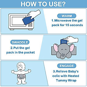 Baby Colic and Gas Relief - Heigoeost Heated Tummy Wrap for Newborns Belly Relief by Soothing Warmth, Baby Heating Pad Swaddling Belt Relief & Soothe Gas, Colic and Upset Stomach for Fussy Infants