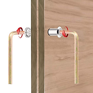 PGMJ 40 Sets Silver Hex Metal Metric Bolts and Nuts Assortment - Thread Repair Kit M6, Cupboards Joint Connector Cap Bolts, Screw Post Fit for Furniture (M6x40mm-D)