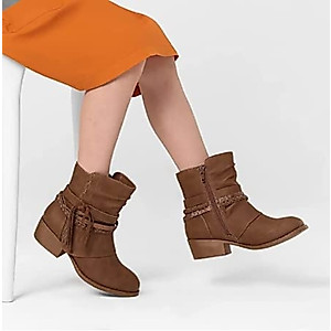 DREAM PAIRS Girls SDBO225K Ankle Boots Side Zipper Low Heels Boots Size 3 CAMEL
