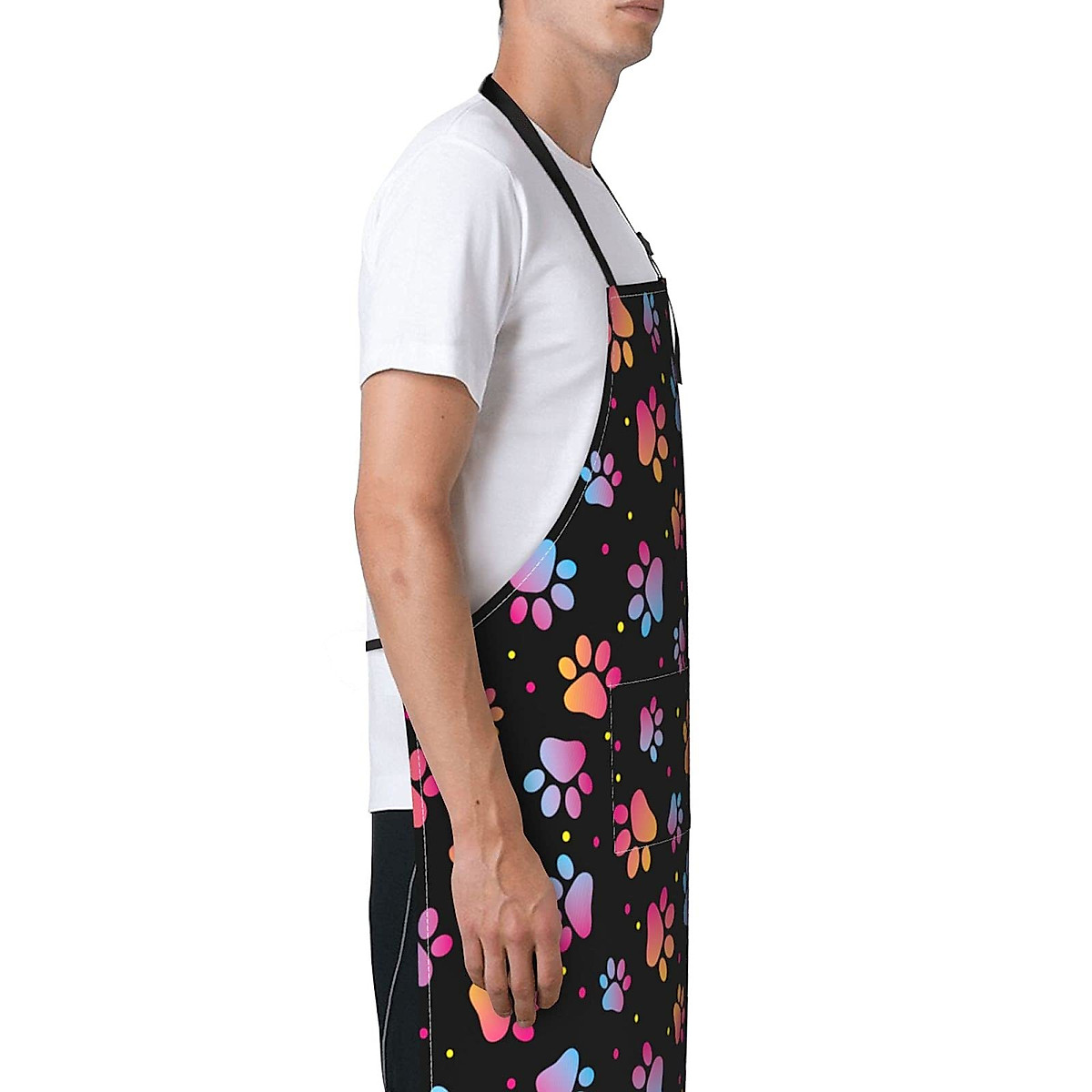 Wisedeal Dogs Paw Apron, Funny Colorful Pet Paws Animal Footprint Apron with 2 Pockets Adjustable Neck for Mom Dad Men Women, Suitable for Kitchen Cooking Lover Dog Chef Grill Bistro Baking BBQ