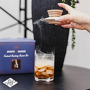 Spirits with Smoke Smoking Saucer Set - 1 Maple Wood Saucer, 3 Wood Chips for Cocktail Smoker & 4 Coasters, Premium Cocktail Accessories, Gifts for Husband