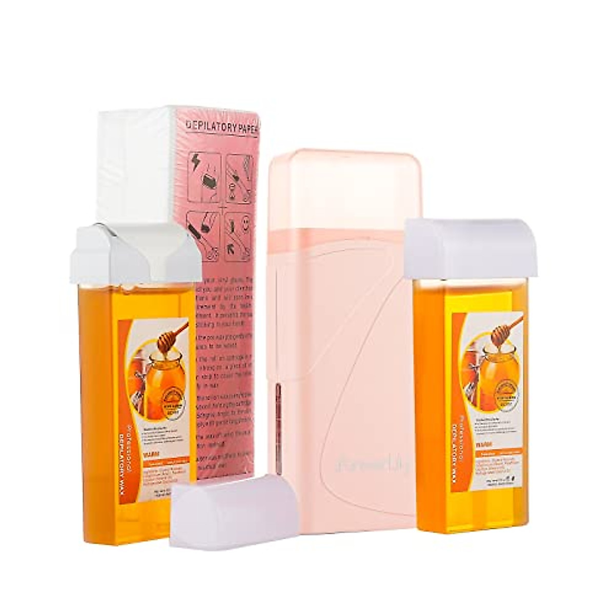 Roll on Wax Kit for Hair Removal, Roller Waxing Kit for Man Women Wax Roller Kit with 2 Soft Honey Wax Cartridge/100 Pcs Wax Strips, Waxing kit, foreverLily
