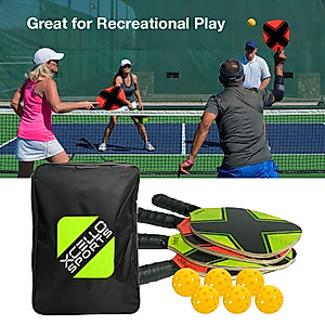 Pickleball 4 Piece Paddle Set with 6 Balls and Carry Bag