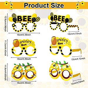 Threan 32 Pieces Bee Party Supplies Bulk Bee Glasses Honeycomb Sunflower Paper Eyeglasses for Summer Bee Flower Birthday Party Baby Shower Costume Photo Booth Props Decorations Supplies