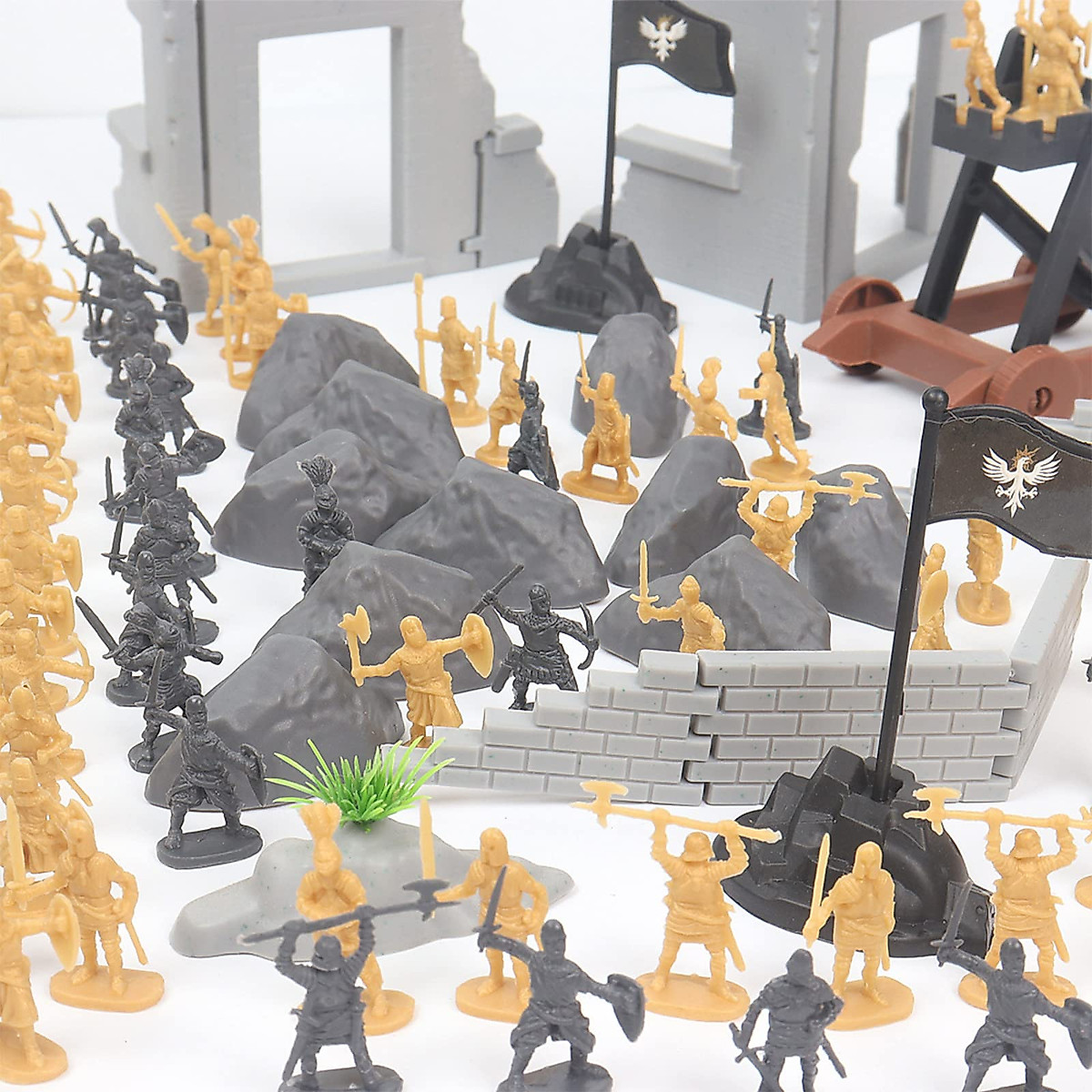 OTONOPI Toy Soldiers Medieval Plastic Knight Action Figure Castle Playset Classic Army Men Military Toys Mini Ancient Soldiers Warriors 250PCS with Carrying Bags